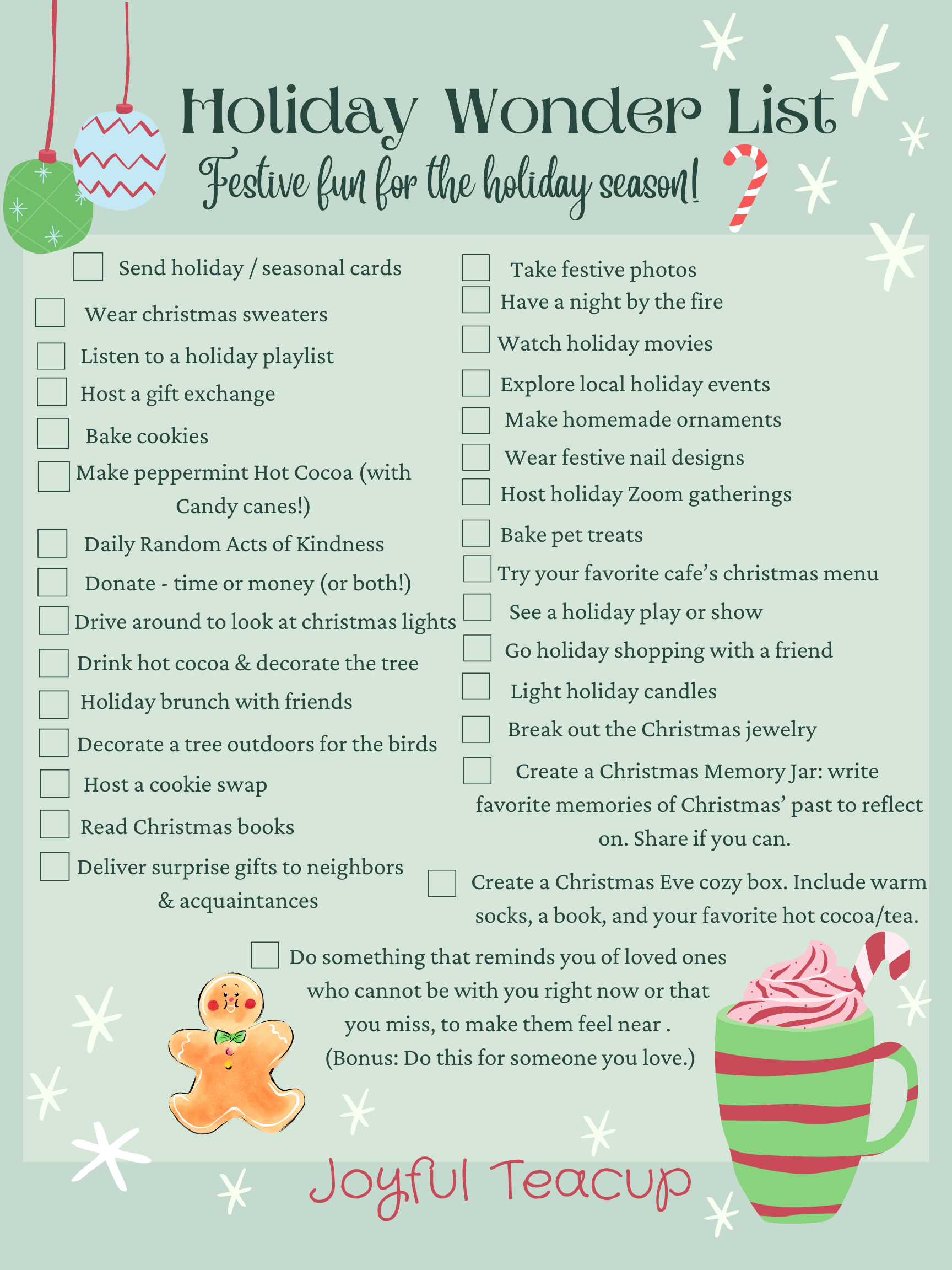 Holiday Wonder List – joyfulteacup.com